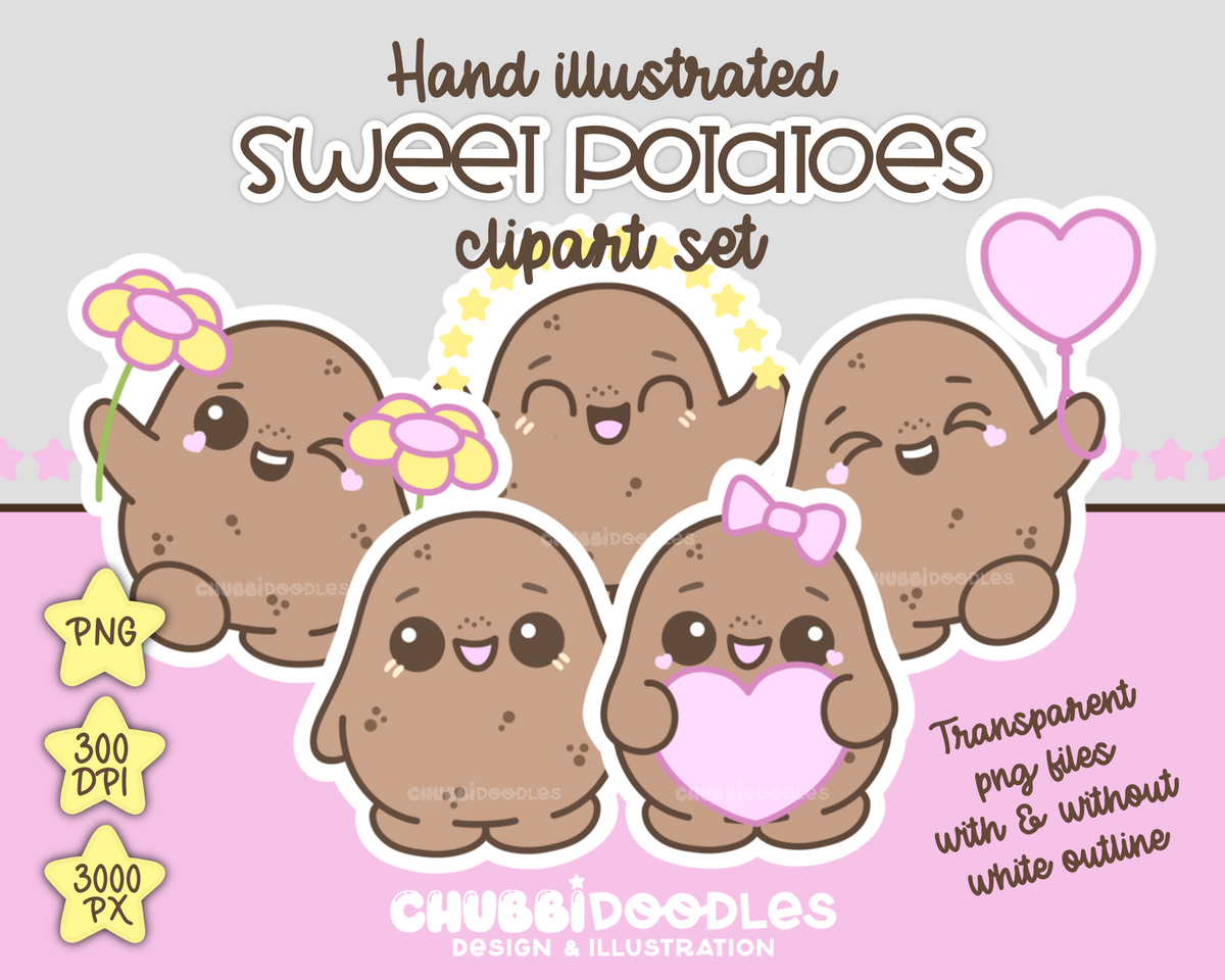 Sweet Potatoes Illustrations - Positive Potato - PNG Clipart Stickers ...